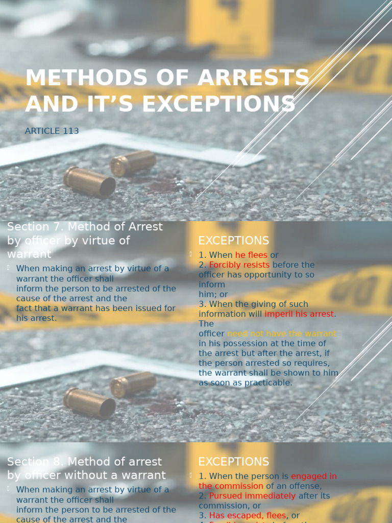 METHODS of ARRESTS and It's Exceptions | PDF | Affidavit | Government