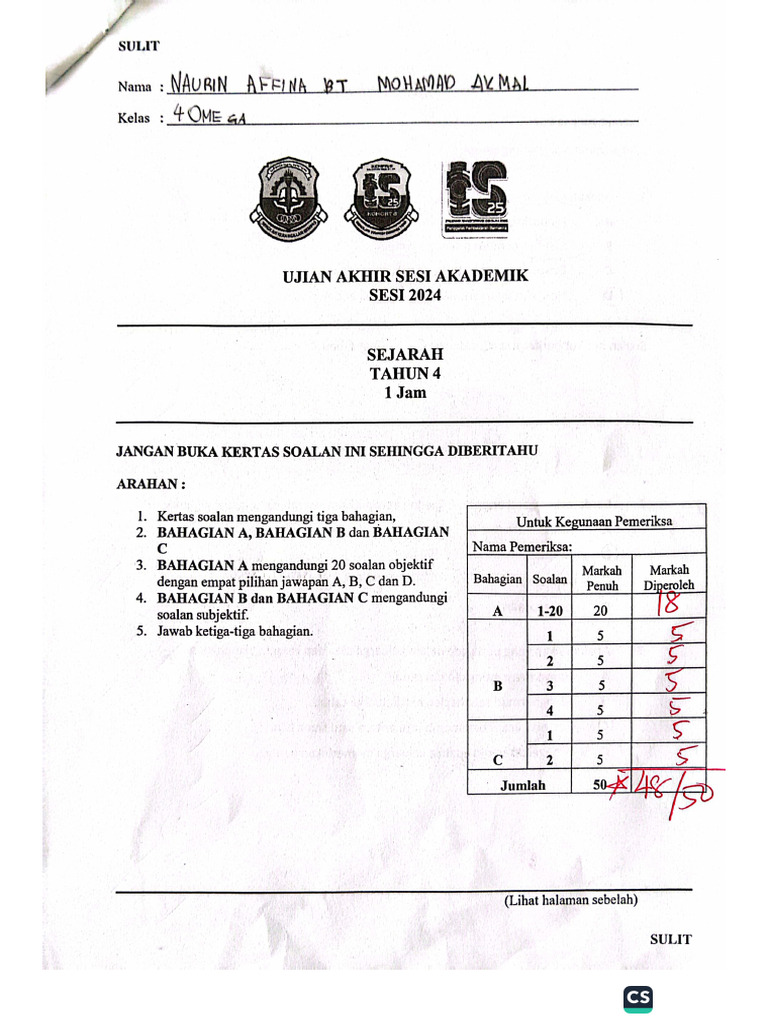 T4 UASA SEJARAH 2024 | PDF