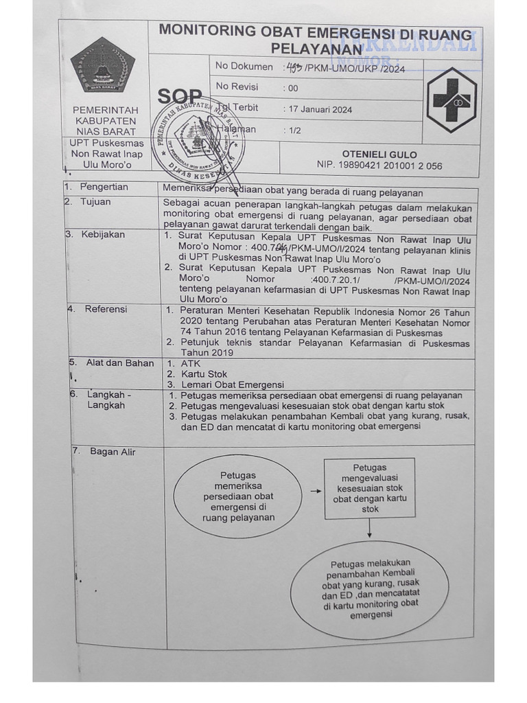 SOP Monitoring Obat Emergensi | PDF