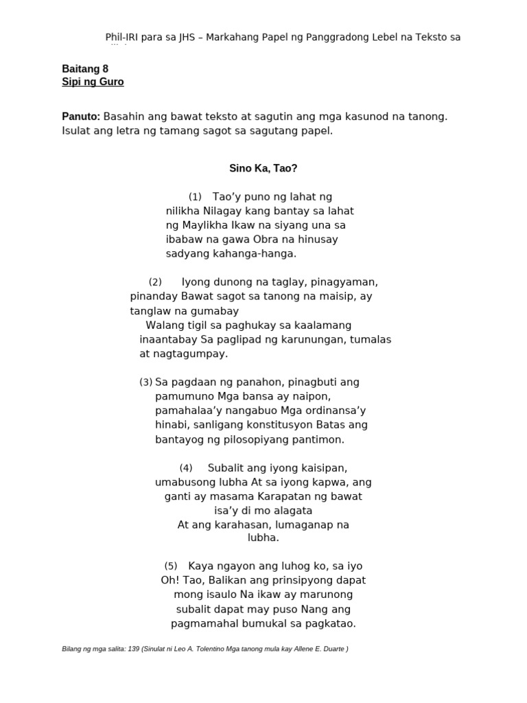 FIlipino 8 (Para Sa Guro) | PDF