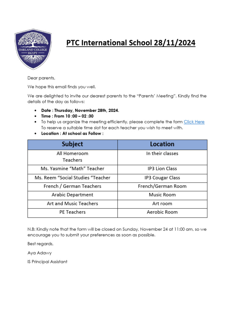 PTC International School 28-11 | PDF