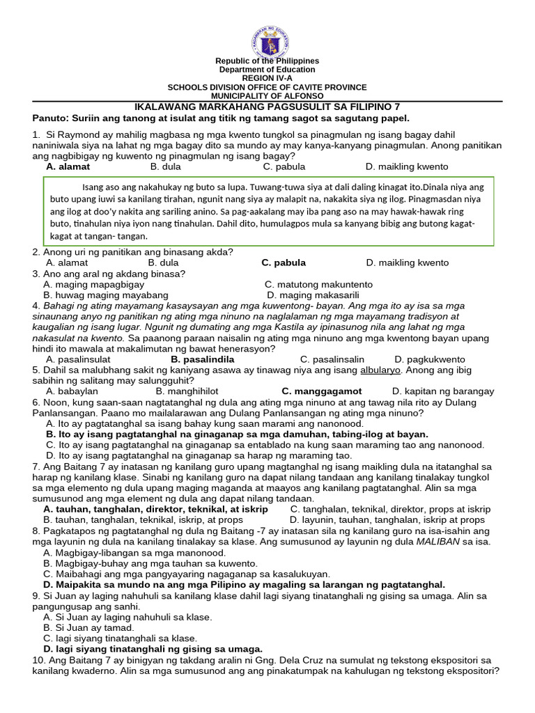 Filipino 7 Q2 Periodic | PDF