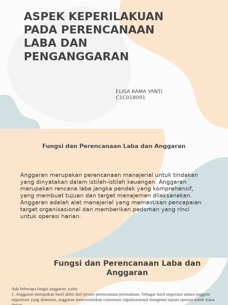 Aspek Keperilakuan Pada Perencanaan Laba | PDF