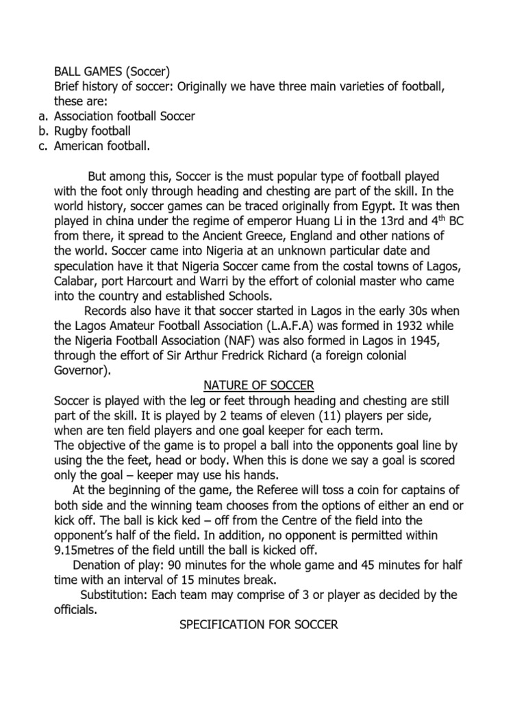 19500_ball game (soccer) | PDF | Association Football | Athletic Sports