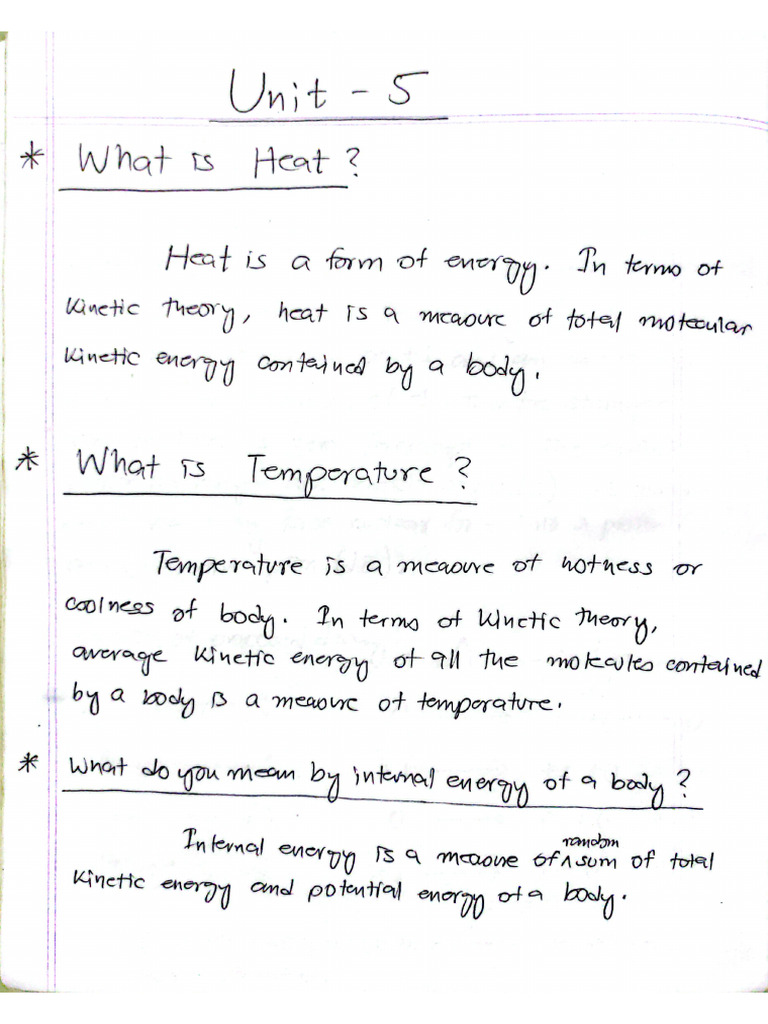 Thermal Physics Unit-5 | PDF