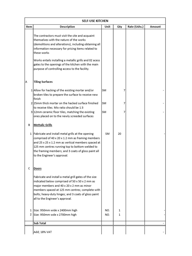Boq-Self - Use Kitchen | PDF