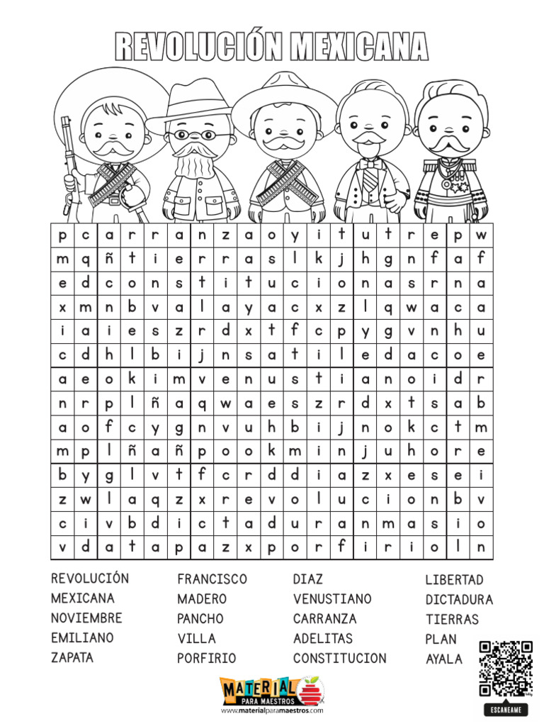 Sopa de Letras de La Revolución Mexicana | PDF | Frontera americana ...