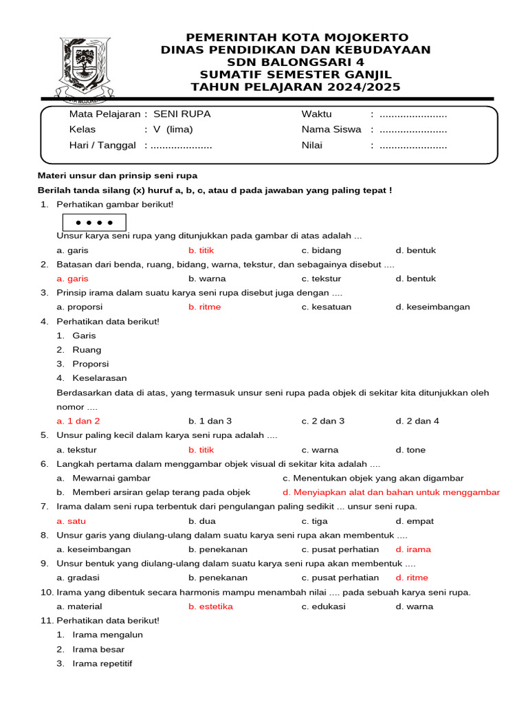 Irama dan Unsur Seni Rupa Kelas V | PDF