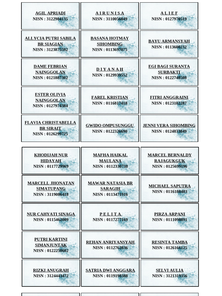 Nama Siswa Raport 7C 2024 | PDF