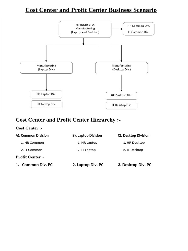 Cost Center and Profit Center Business Scenario | PDF