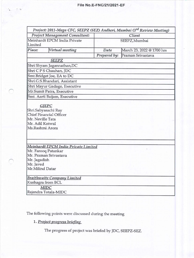 3rd revivew meeting of Mega CFC | PDF