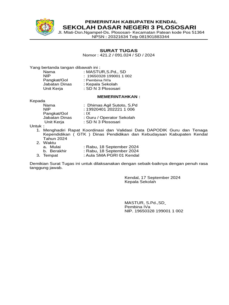 surat tugas terbaru | PDF