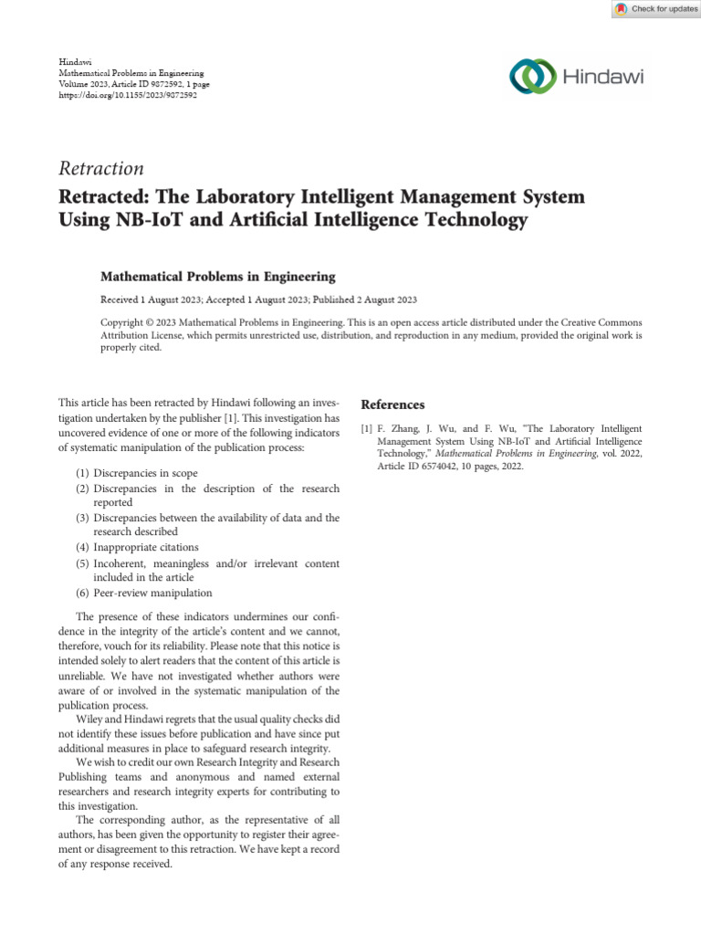 Mathematical Problems in Engineering - 2022 - Zhang - Retracted The Laboratory Intelligent ...
