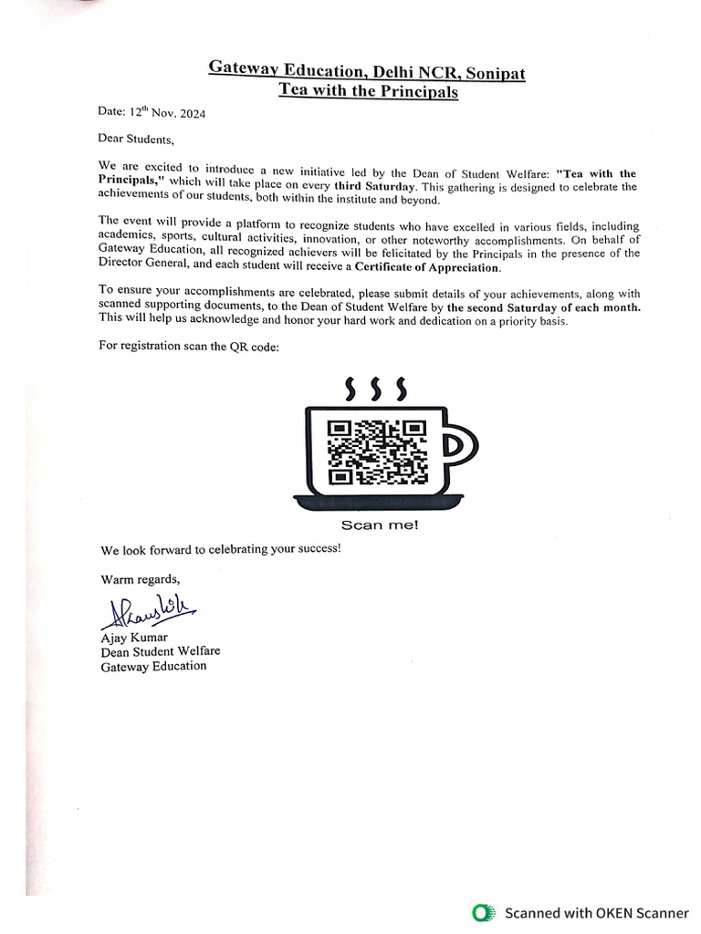 Tea With Principals | PDF