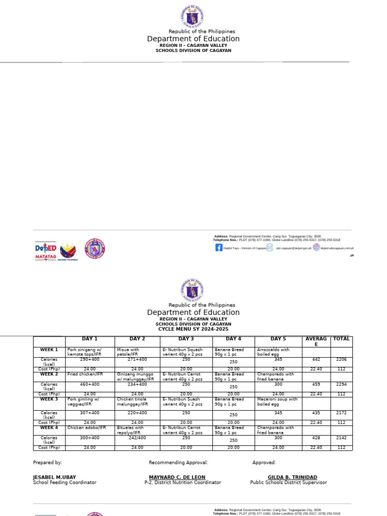 CYCLE-MENU-Amulung | PDF | Cooking | Asian Cuisine