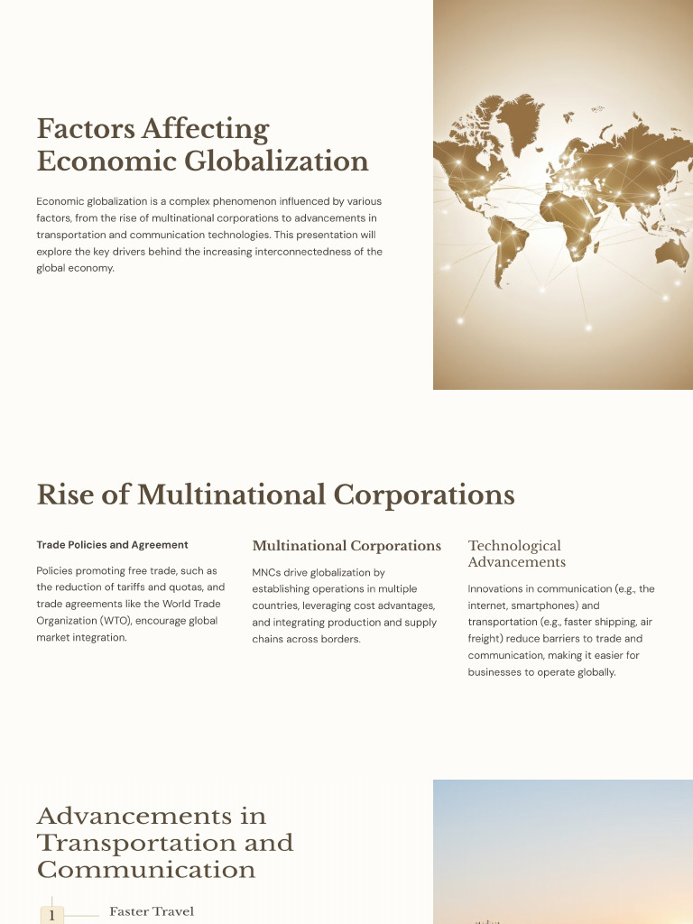 Factors Affecting Economic Globalization GROUP 1 (1) | PDF
