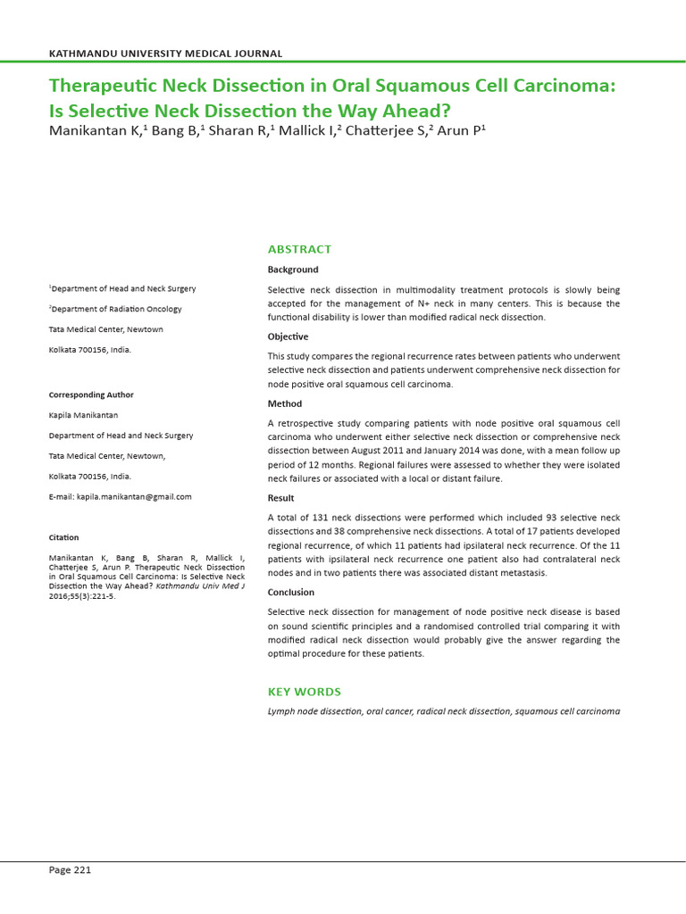 19.manikantan Et Al. (2016) Therapeutic Neck Dissection in Oral ...