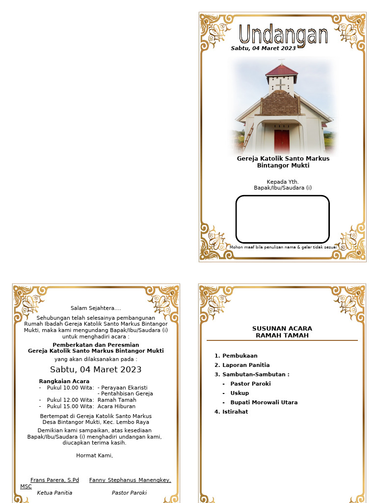 Undangan Peresmian Gereja Baru | PDF