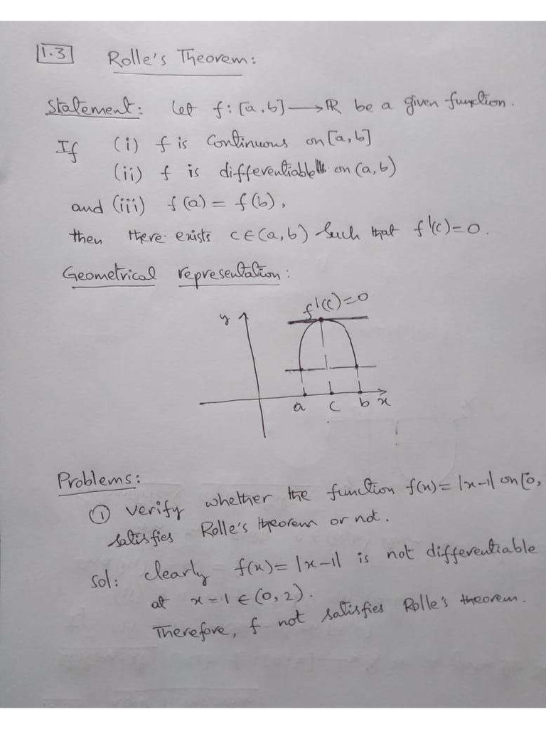 1.3 Rolle's Theorem and Mean Value Theorem | PDF