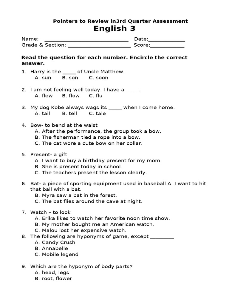 GRADE-3.-ENGLISH-WORD | PDF