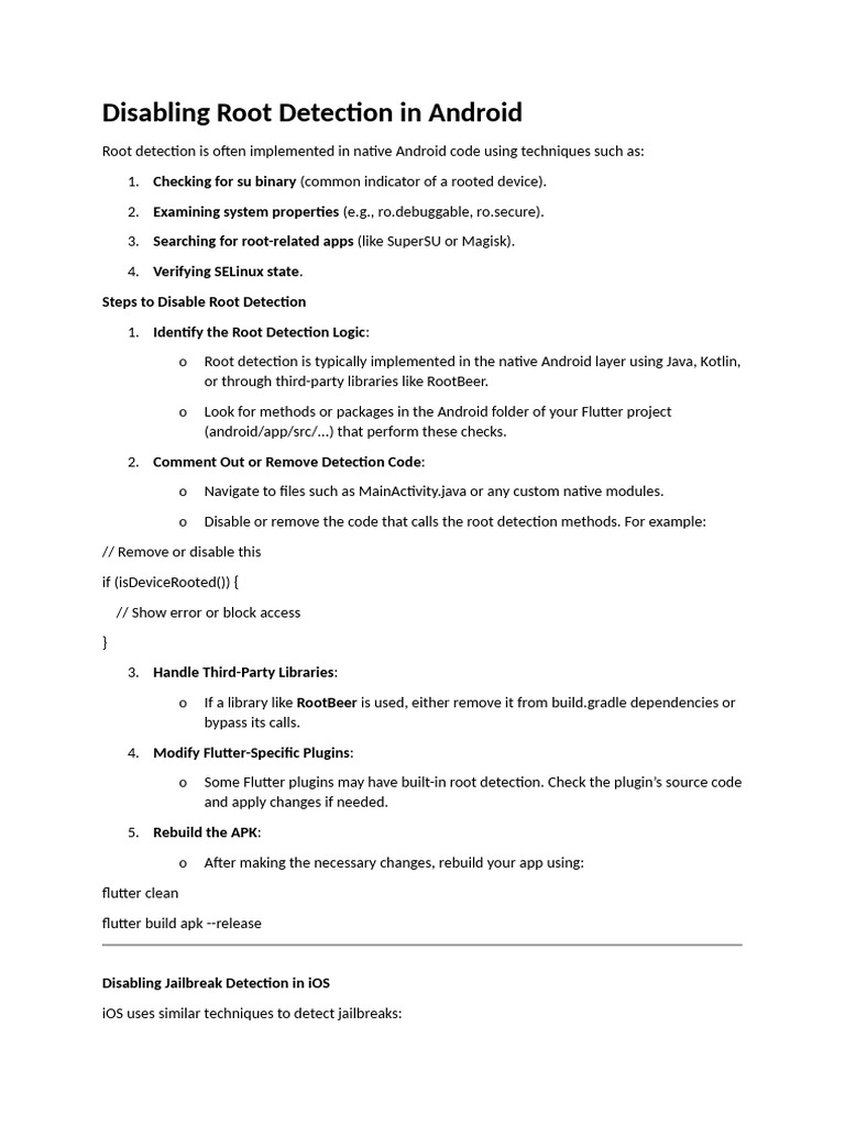 Disabling Root Detection in Android | PDF | Ios | Android (Operating System)