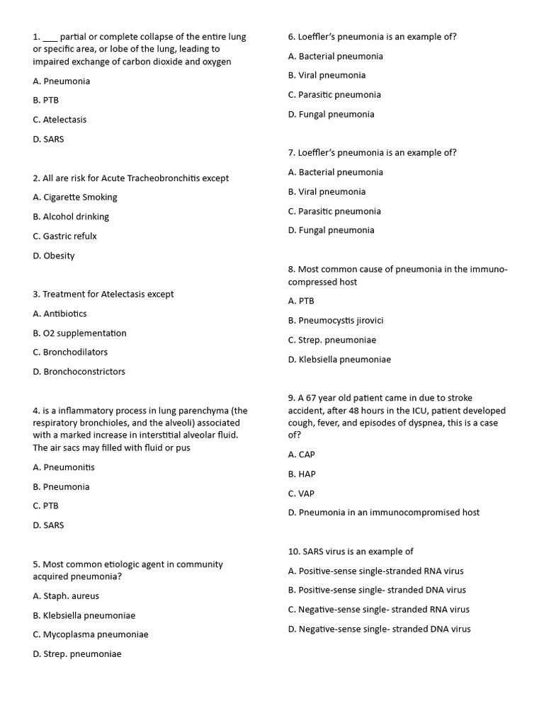 ms-quiz | PDF | Pneumonia | Tuberculosis