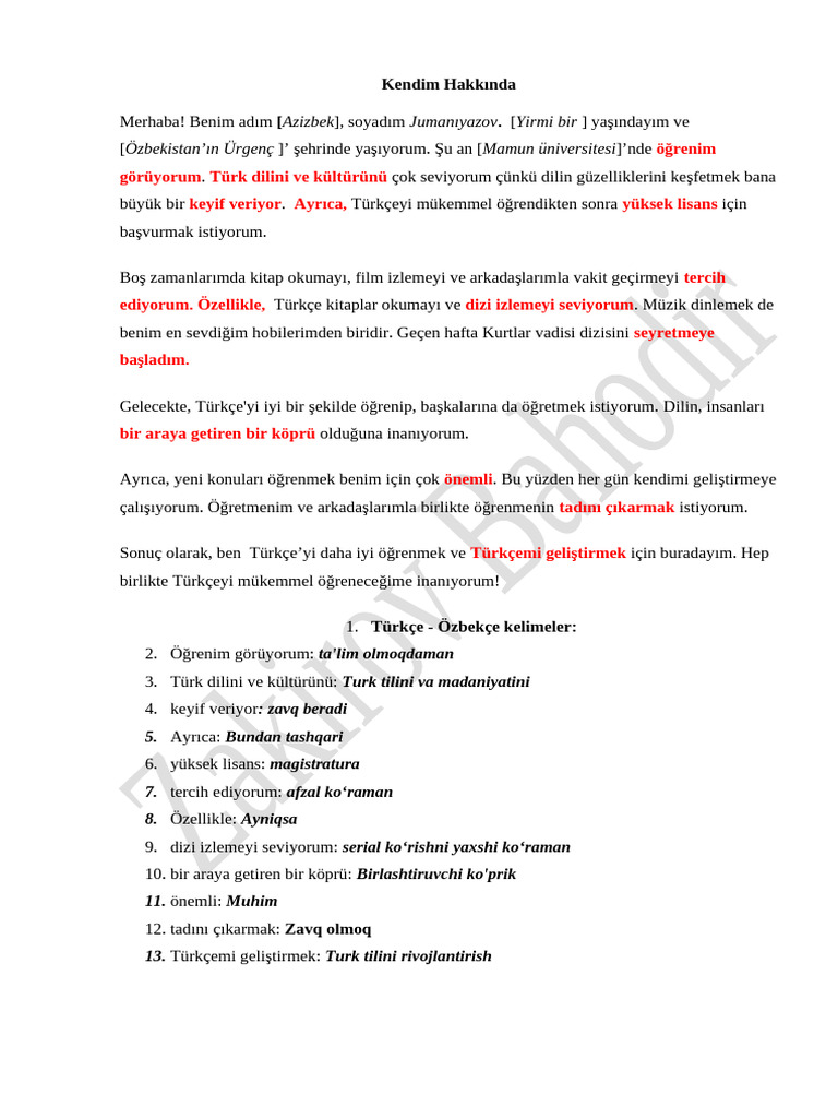 Kendim Hakkında - 1 | PDF