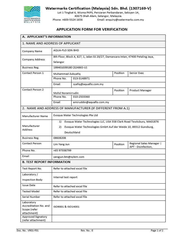 VR01-F01 (Verification Application Form) Rev. 0 | PDF | Justice | Crime ...