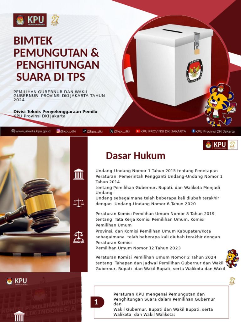 Bimtek Pungut Hitung Tps Dki Jakarta 2024 Baru | PDF