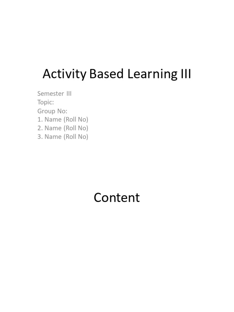 Activity Bsed Learning III PPT Template | PDF