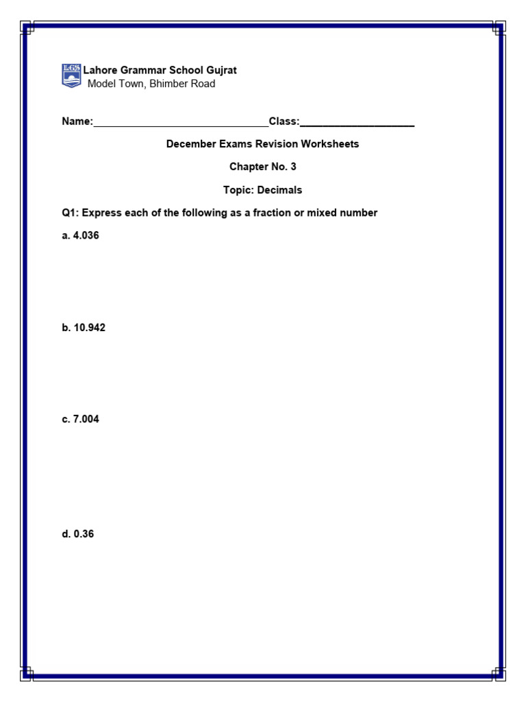 Worksheet - Chp-3 | PDF