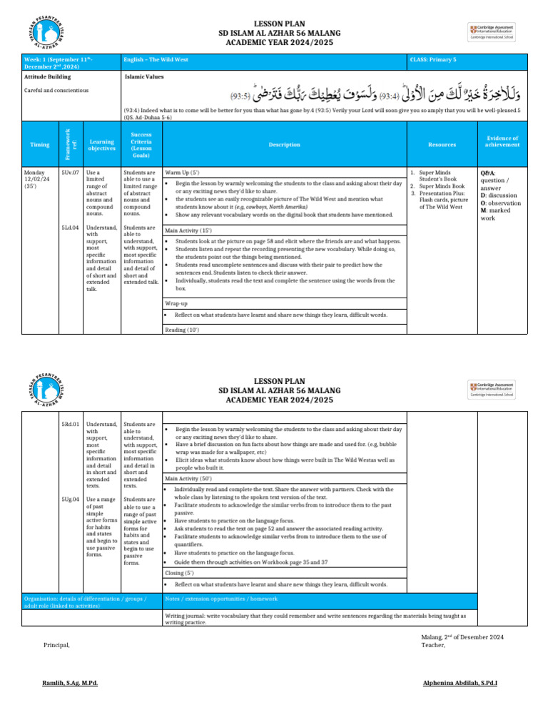Lesson Plan English - P5 | PDF | Vocabulary | Human Communication