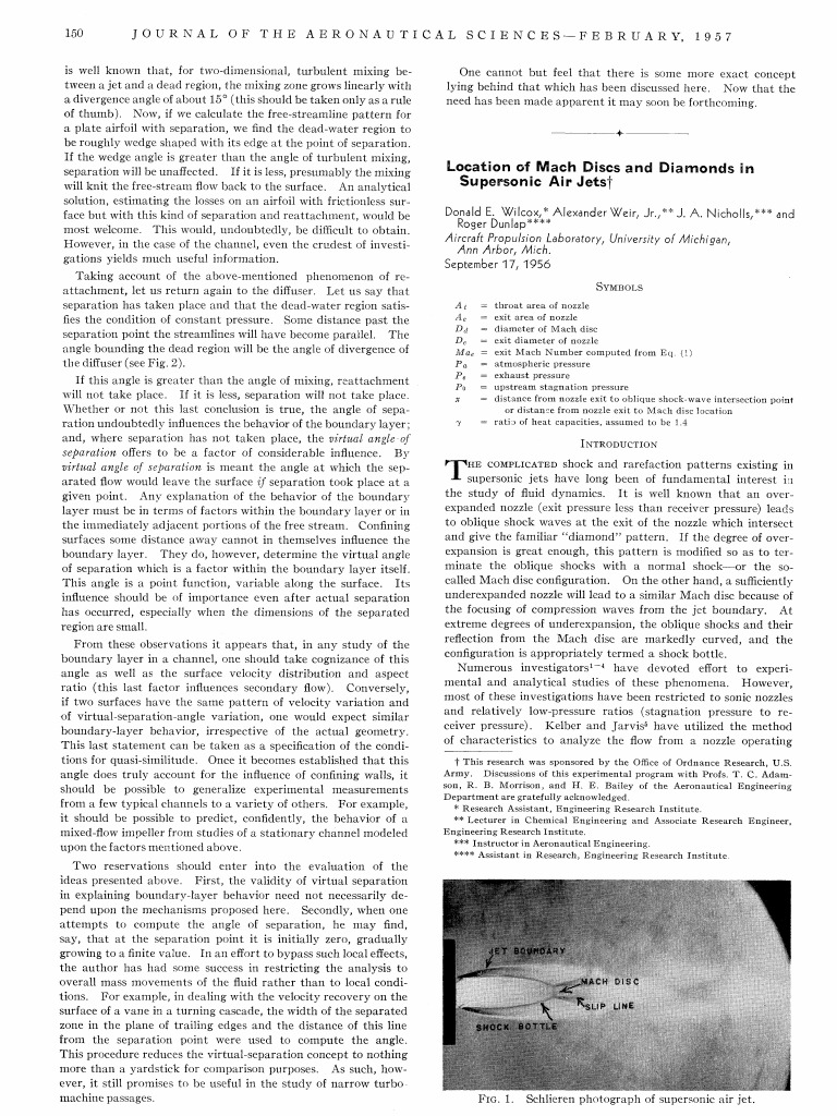 Donald E. Wilcox Et Al - Location of Mach Discs and Diamonds in ...