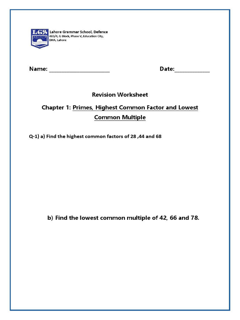 Worksheet - Chp-1 | PDF