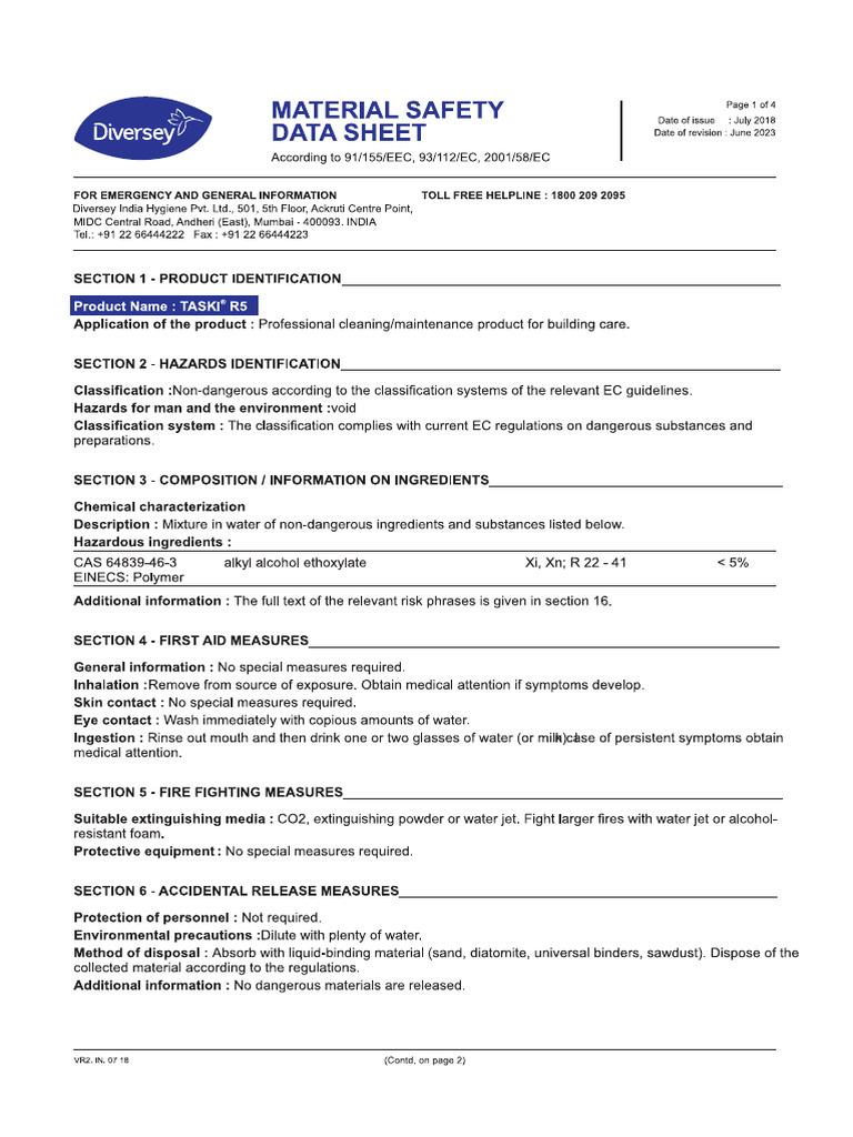 Diversey Taski r5 Air Fresheners 5 l (1) | PDF