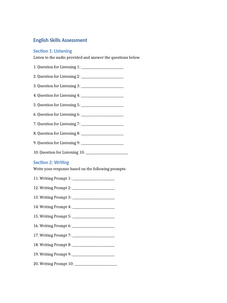 English Skills Assessment | PDF | Linguistics | Human Communication