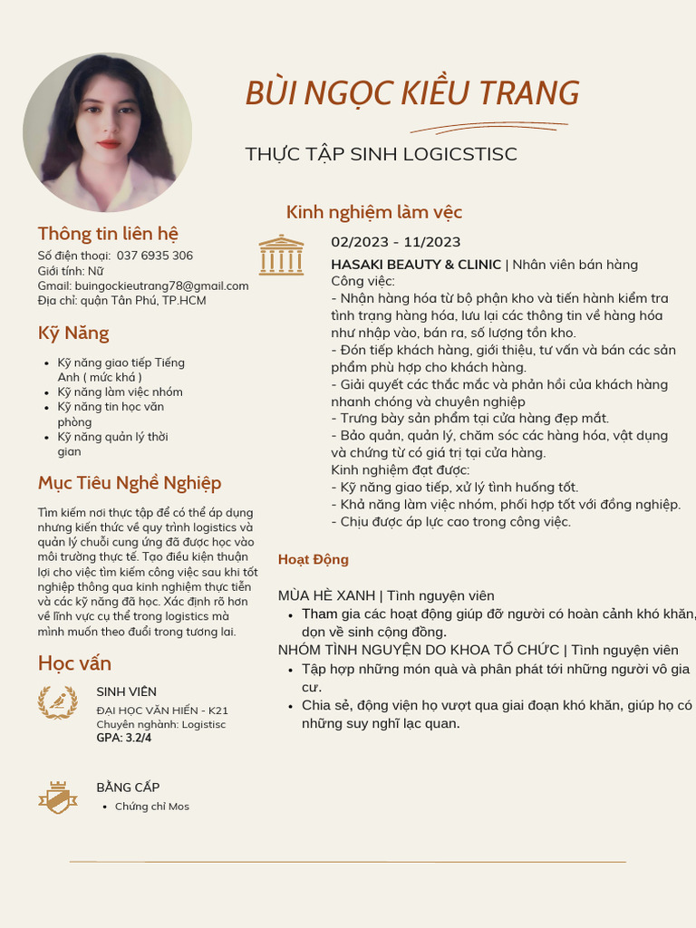 CV - Bùi Ngọc Kiều Trang | PDF