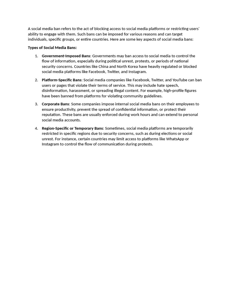 Types of Social Media Bans | PDF