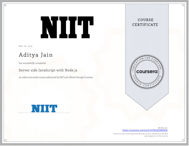 NodeJS Certificate Coursera | PDF