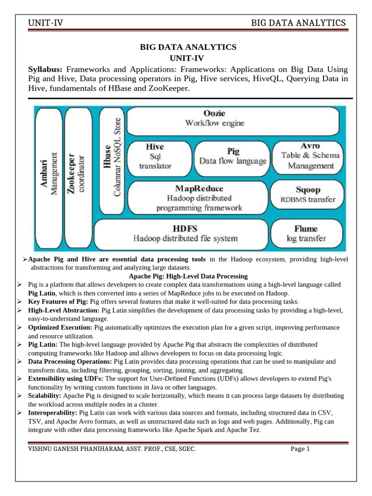 Bda Notes Jntuk R20 Unit 4 | PDF | Apache Hadoop | Databases