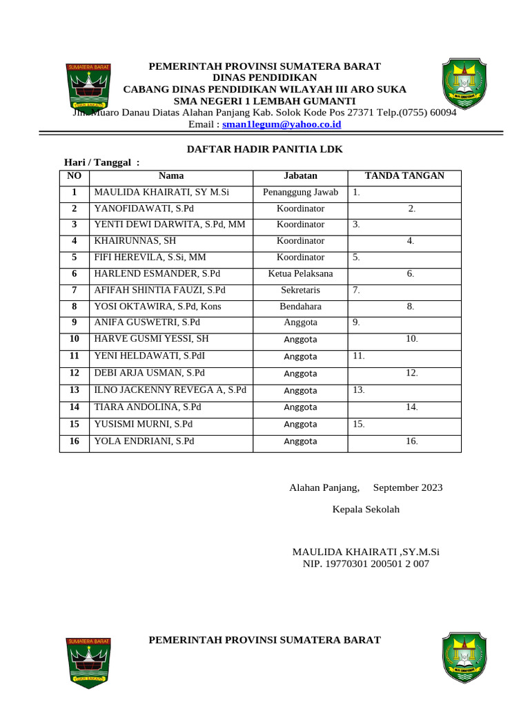 DAFTAR HADIR LDK 23-24 | PDF