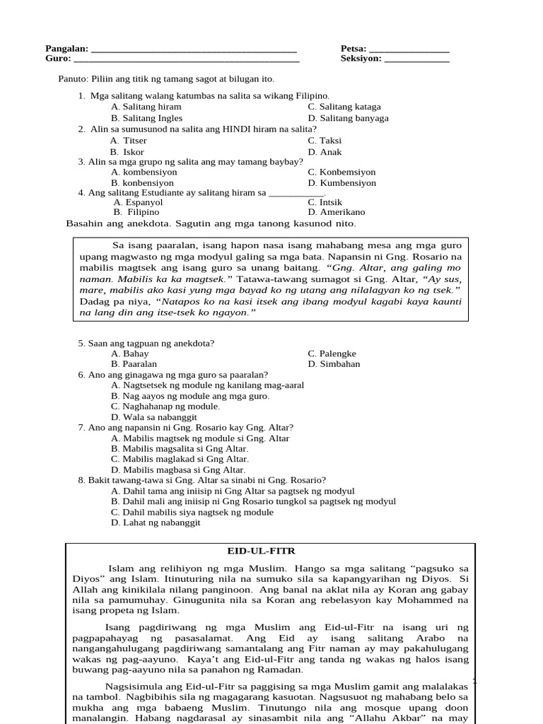2ND Quarter Periodic Filipino-Test-Fil 5 | PDF
