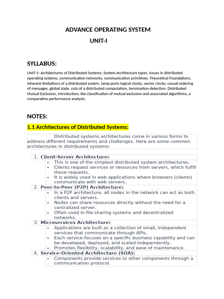 Advance Operating System | PDF | Kernel (Operating System) | Computer Network