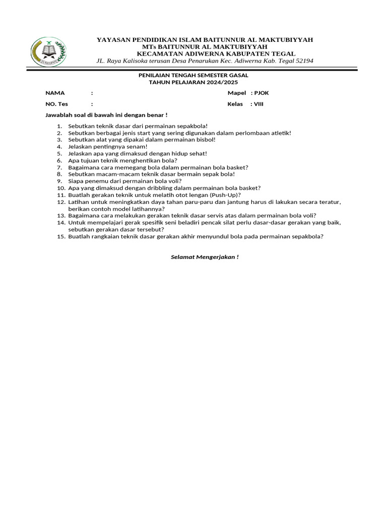 PTS PJOK VIII-GSL | PDF