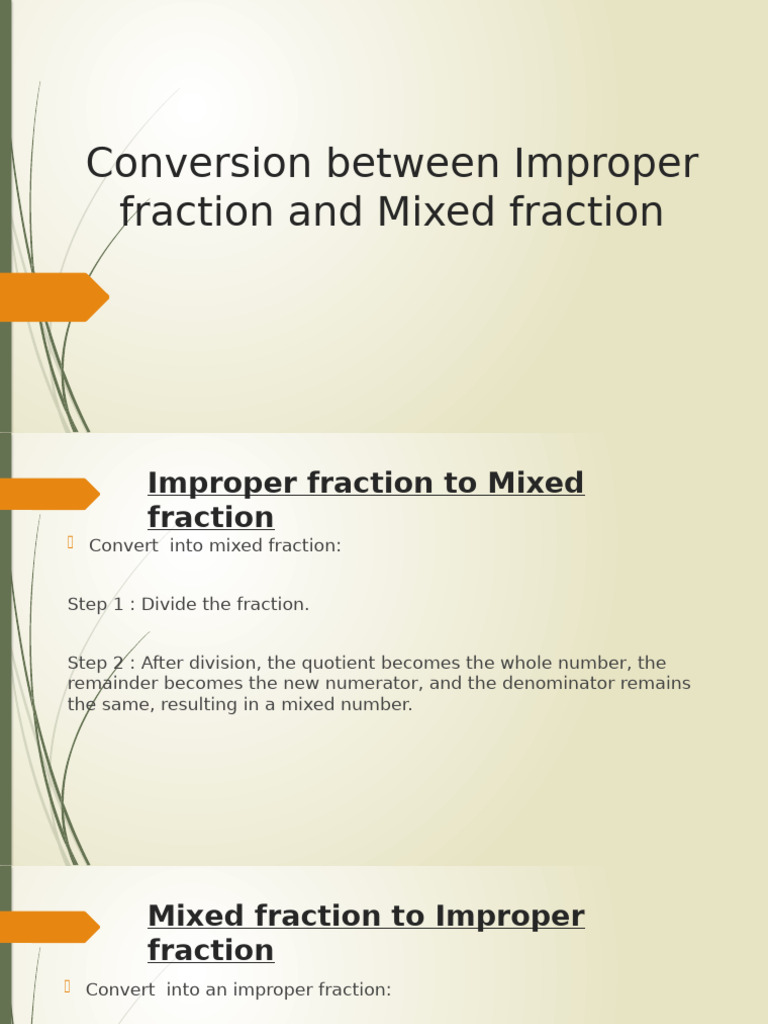 Convert Improper to Mixed Fractions | PDF