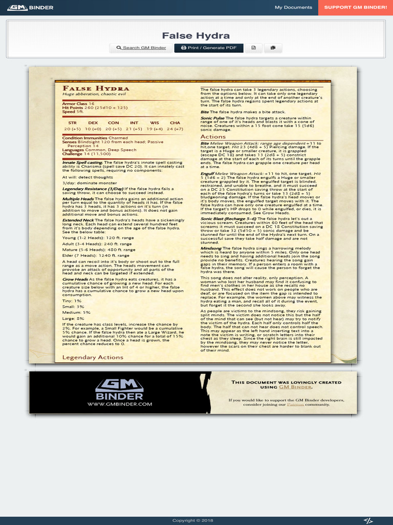 False Hydra GM Binder | PDF