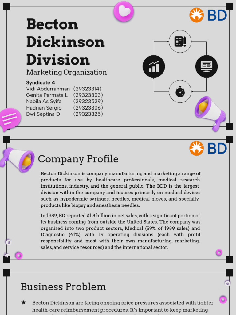 Becton Dickinson Division Strategy Overview | PDF | Market (Economics ...