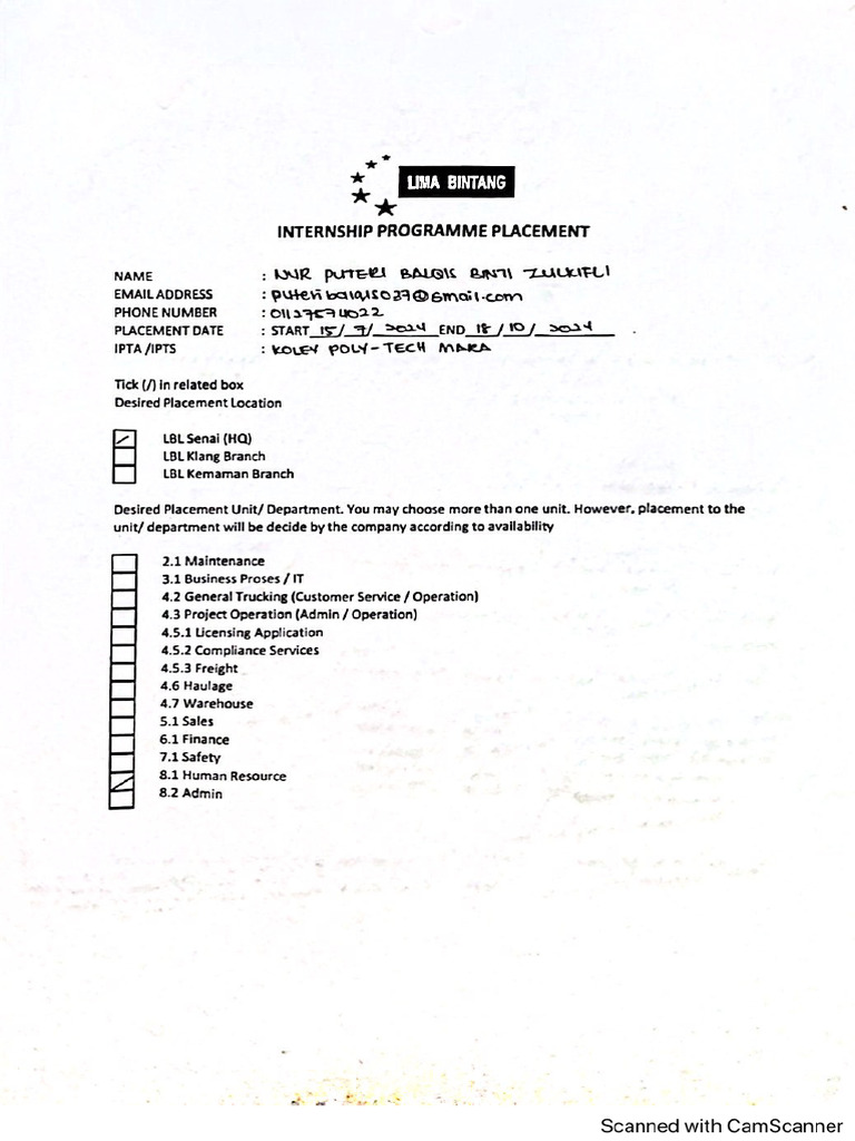 Internship Program Placement | PDF