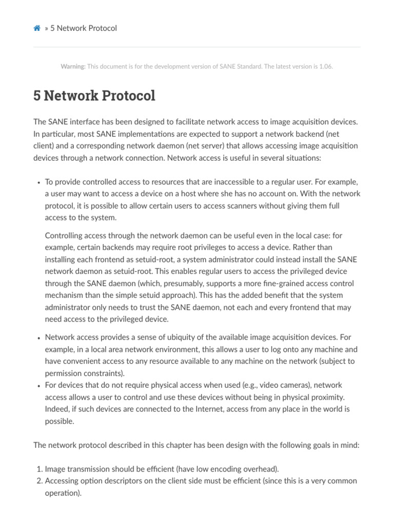 5 Network Protocol - SANE Standard Version 1.06 Documentation | PDF | Pointer (Computer ...