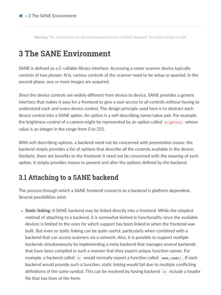 3 The SANE Environment — SANE Standard Version 1.06 documentation | PDF | Library (Computing) | Bit
